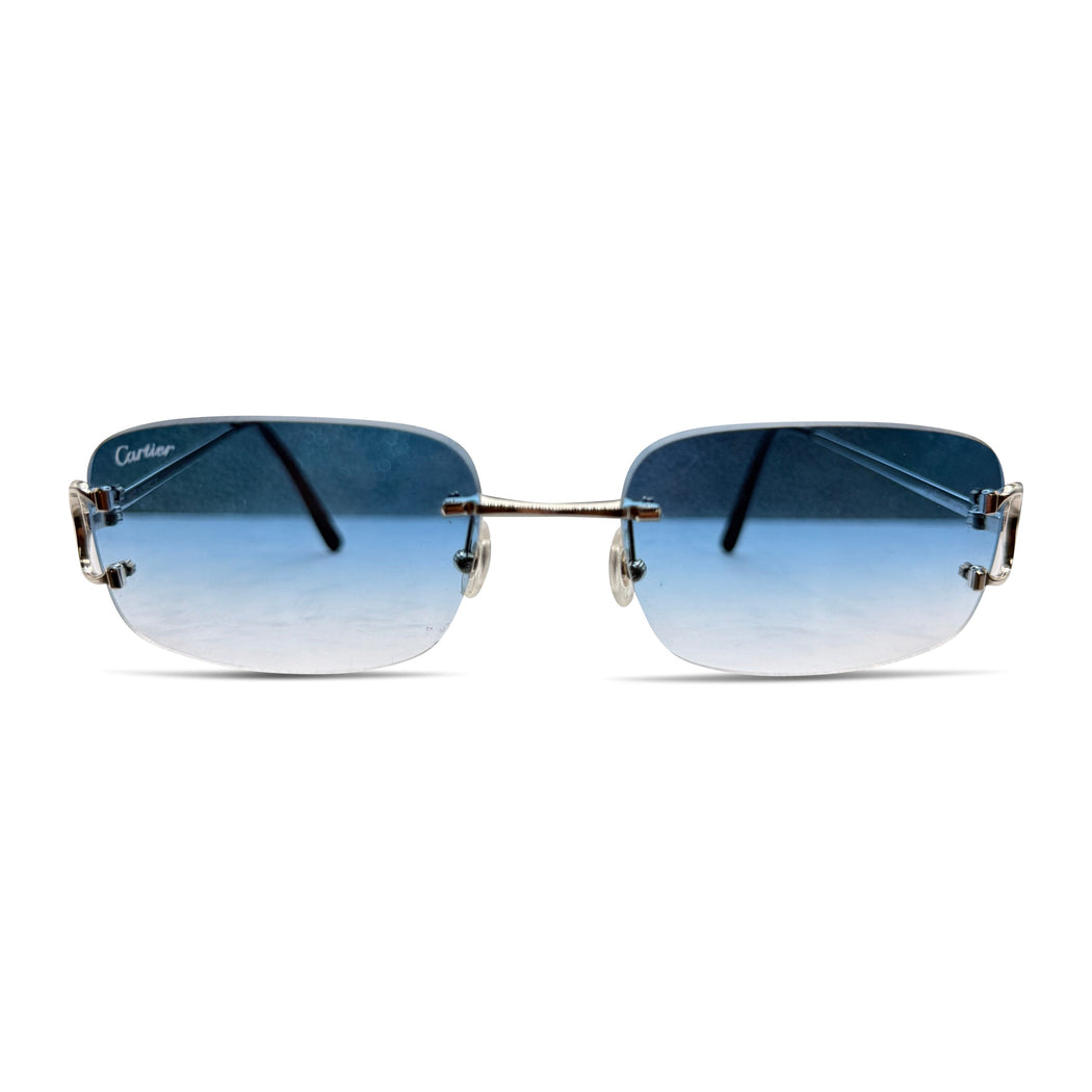 CARTIER RECTANGLE BLUE FRAME SUNGLASSES – Affluent Archives